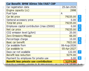Car benefits – Data Input & Calculation 2026-27 - Moneysoft